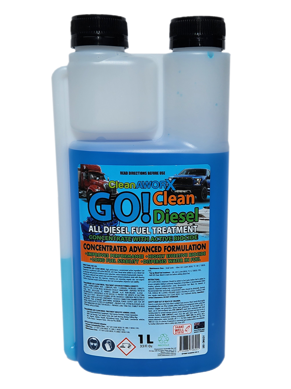 Diesel Fuel Treatment With Biocide Concentrate 1L – Cleanaworx.com.au